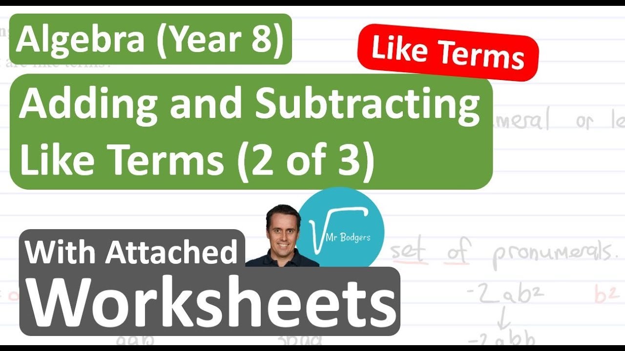 1C Adding and Subtracting Like Terms (2 of 3) - YouTube