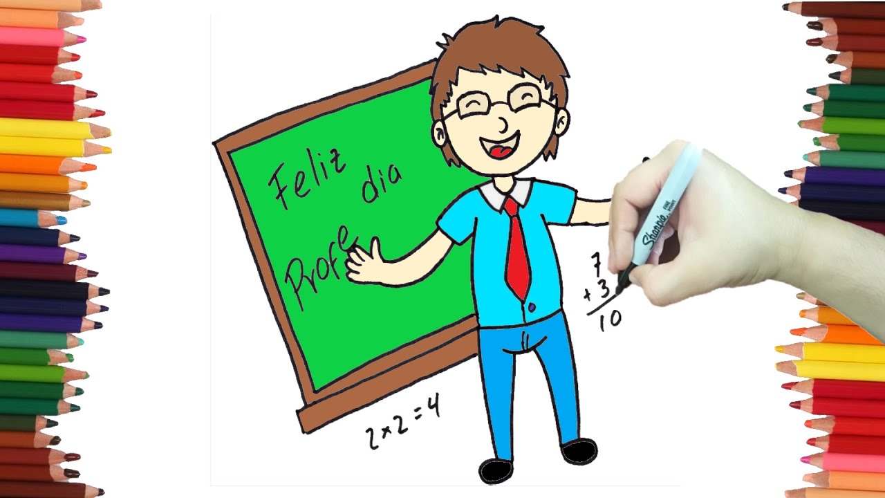 Como dibujar un PROFE del Dia del Maestro paso a paso y muy Fácil - YouTube