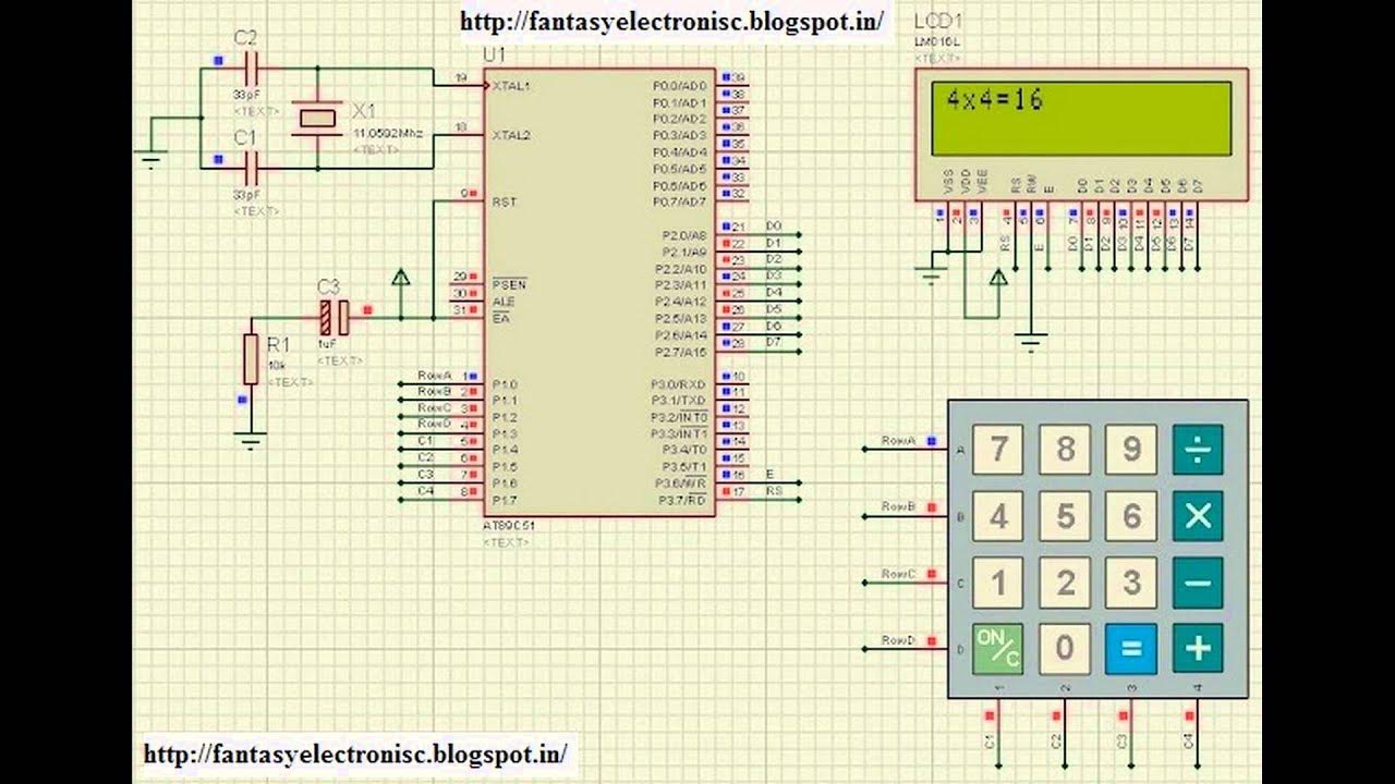 simple calculator using 8051 include keil(c code and hex )and Proteus simulation - YouTube
