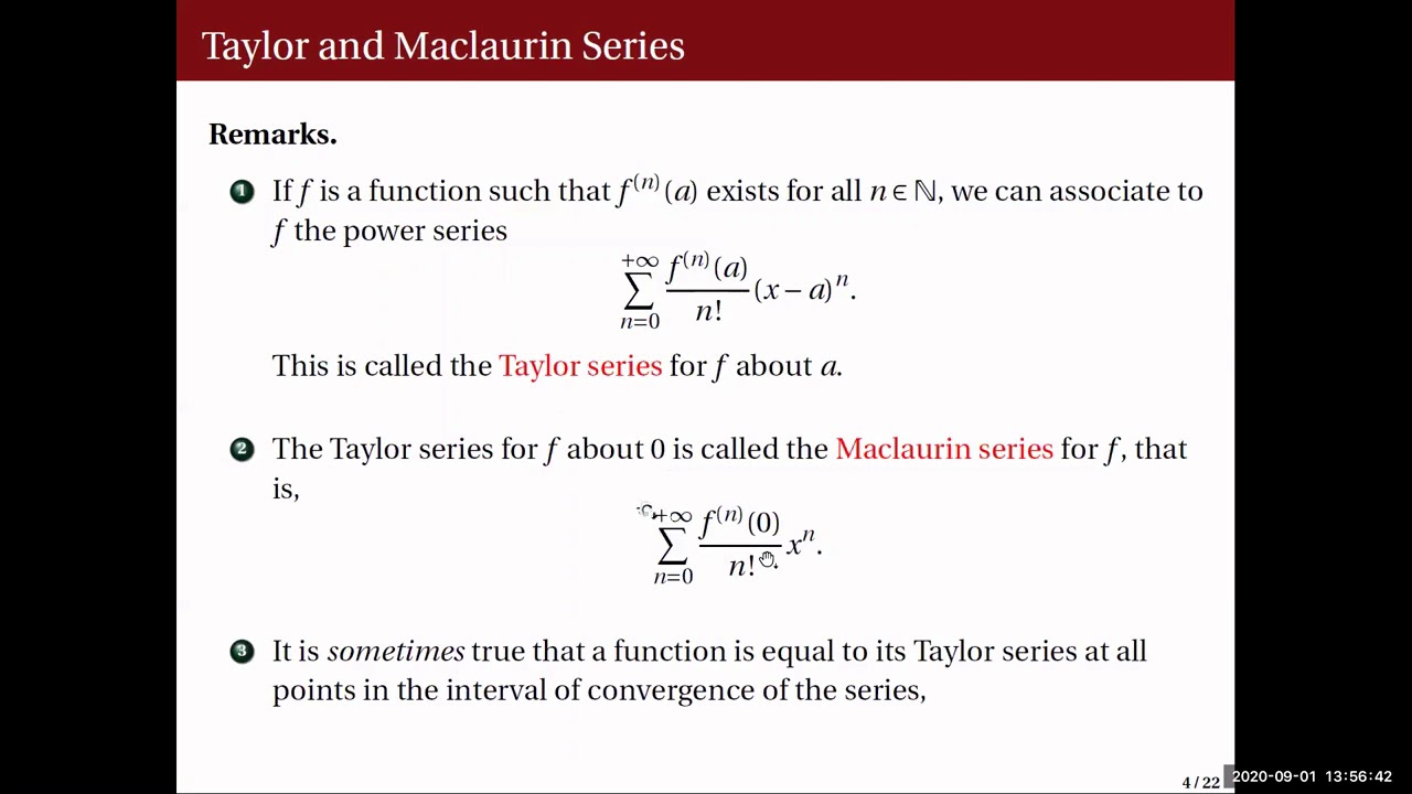 [Math 22] Lec 13 Taylor and Maclaurin Series (Part 1 of 2) - YouTube