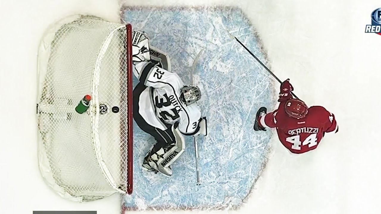 Kronwall scores late on crazy puck bounce - YouTube