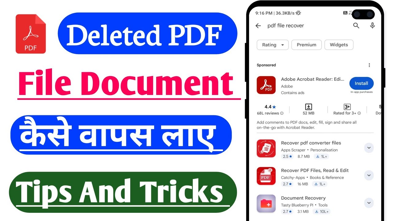 How to Recover Deleted PDF Document from android | Delted File Ko ...