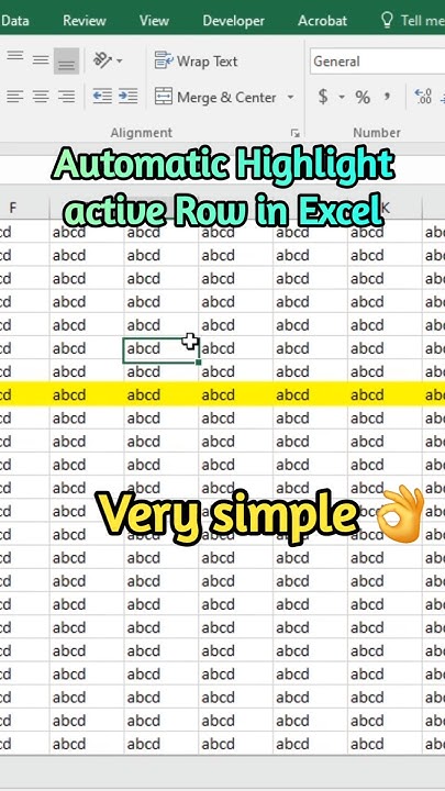 How to highlight active Row in Excel automatically #shorts #exceltips # ...
