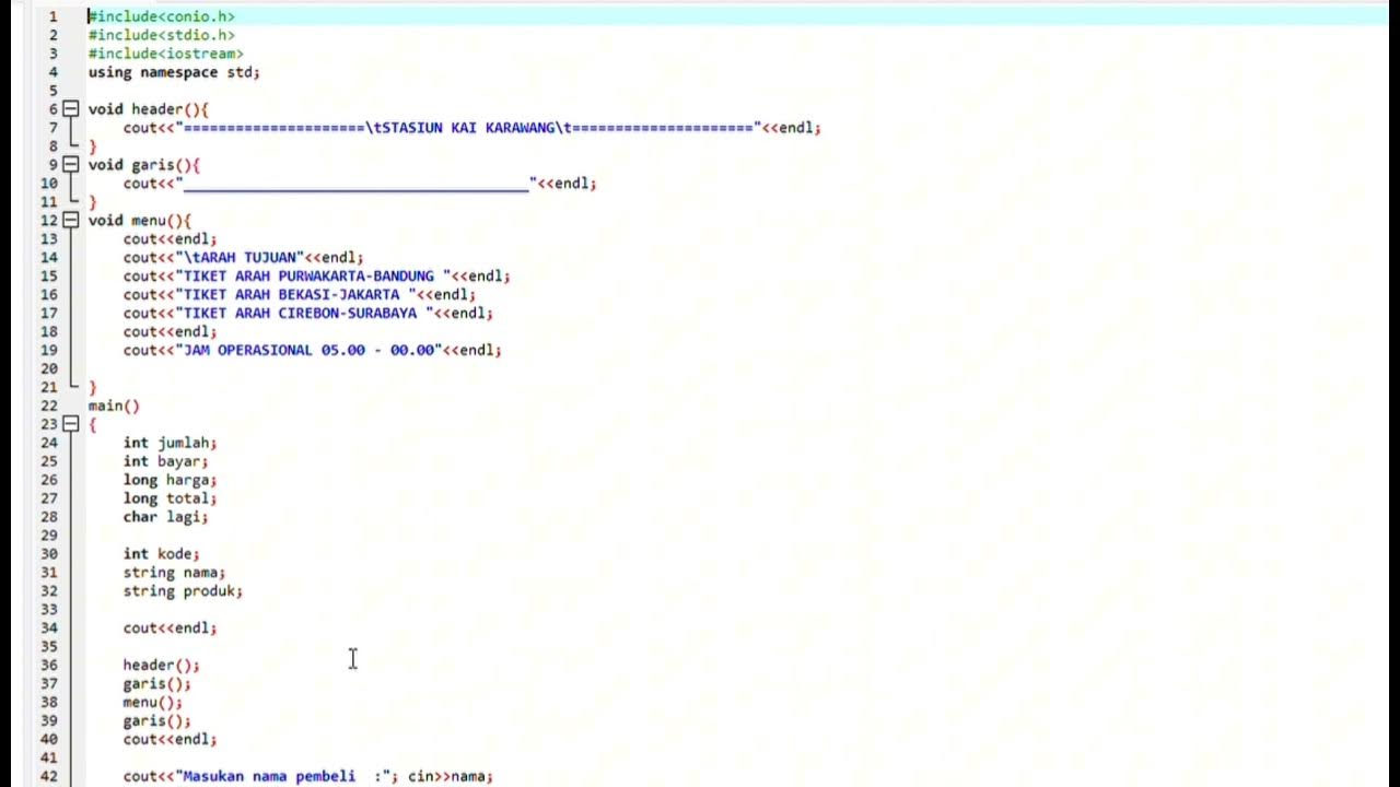 Projects Akhir Tugas Algoritma - Pemrograman Tiket kereta api Dengan menggunakan bahasa C++ ...