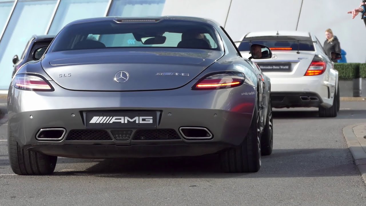 Mercedes Benz World: C63 Black Series and SLS AMG display - YouTube