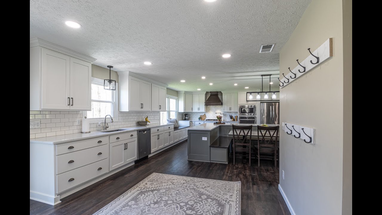 Large Kitchen Remodel with L Shaped Island and Table - YouTube