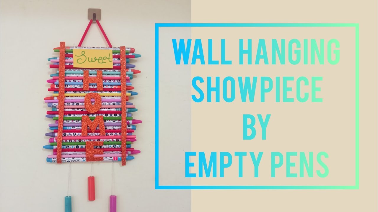 DIY wall hanging showpiece made by empty pens #abhiscraft1806#best out ...