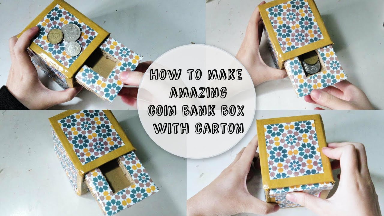 How to make amazing coin bank box with carton - YouTube