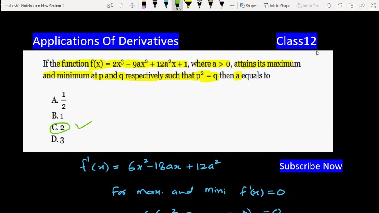 If The Function F x 2x 3 9ax 2 12a 2x 1 Attains Its Maximum And if-the-function-f-x-2x-3-9ax-2-12a-2x-1-attains-its-maximum-and