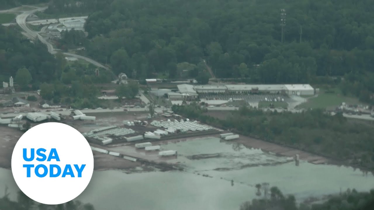 Aerial view of Helene's destruction in North Carolina | USA TODAY - YouTube