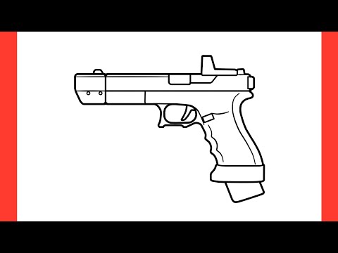 How to draw a GLOCK 17 easy / drawing pistol glock 19 modified gun step by step