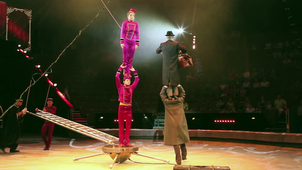 Great Moscow State Circus. Equilibrists on a ladder ''The ascent'' of ...