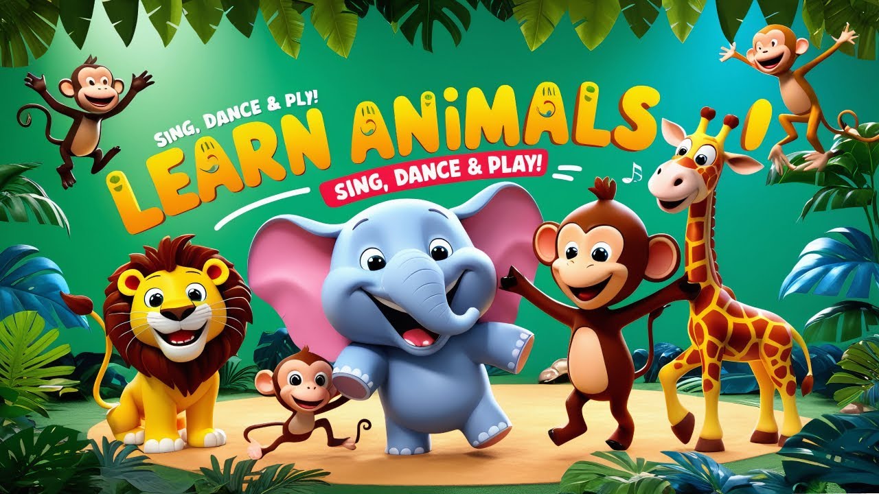 Animal Learning Song for Kids 🦁🐵| Fun & Interactive Animal Sounds and ...