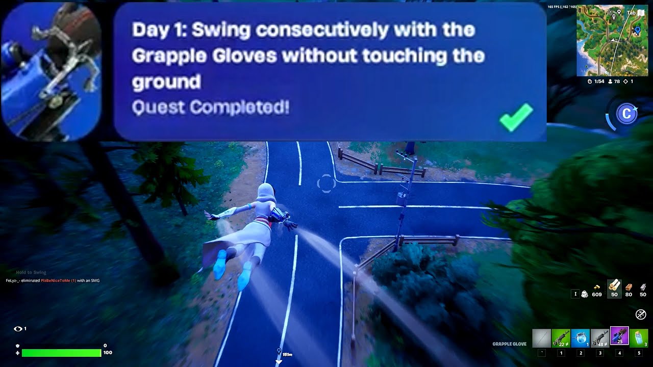 Day 1: Swing consecutively with Grapple Gloves without touching the ...