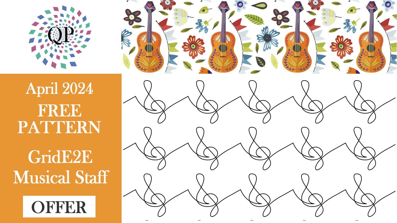 Free Quilting Pantograph for April 2024 - Musical Staff - YouTube