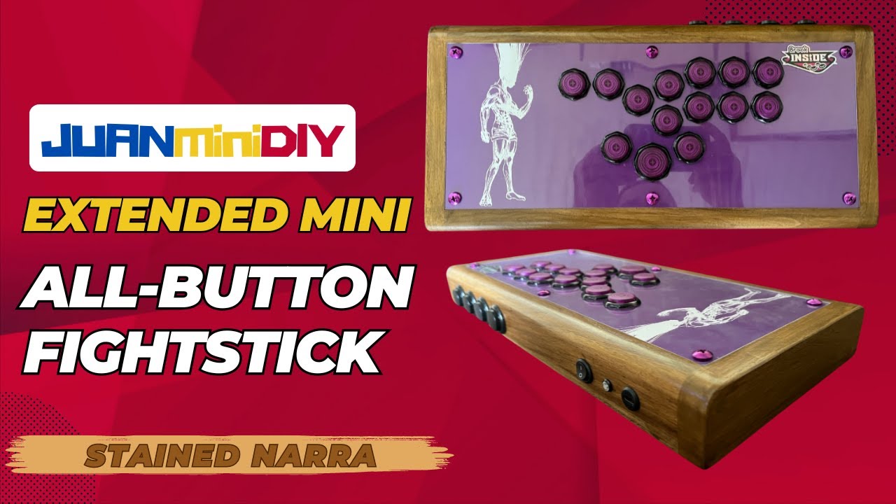 JMD Extended MINI All Button Fightstick in Stained Narra Wood - YouTube