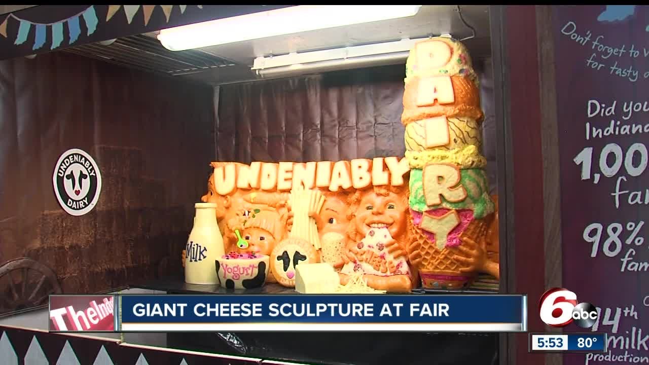 Giant cheese sculpture at Indiana State Fair - YouTube