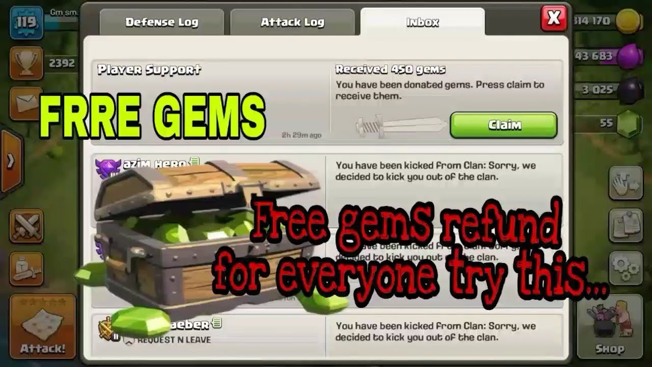 Coc | how to get free gems in coc | 101% legal | supercell give free ...