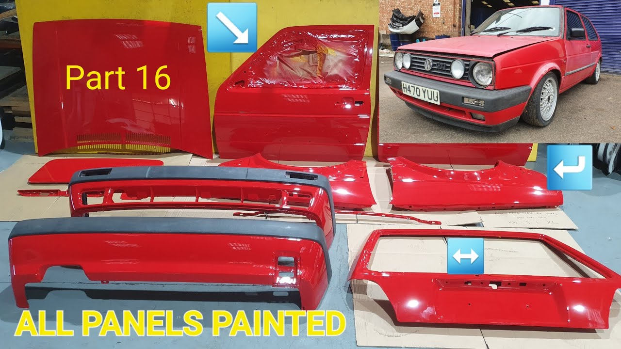 VW Golf MK2 1.8 GTI restoration part 16, All panels painted - YouTube