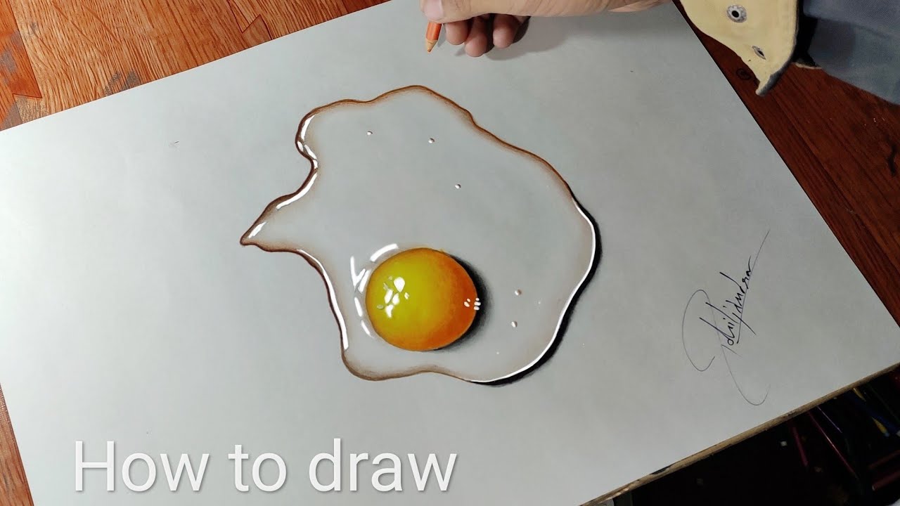 Drawing of a egg 🍳 protruding 😱 so realistic - YouTube