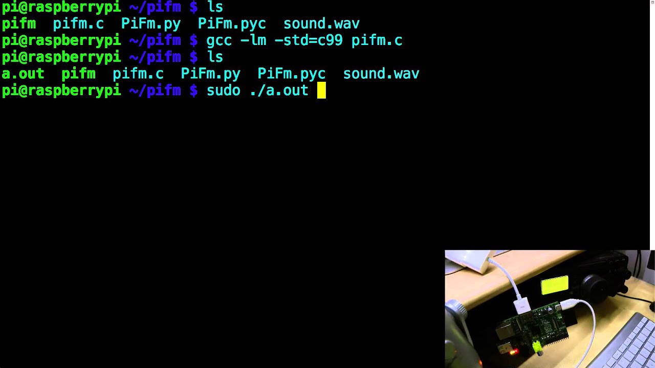 Turning the Raspberry Pi into an FM transmitter with PiFM - YouTube