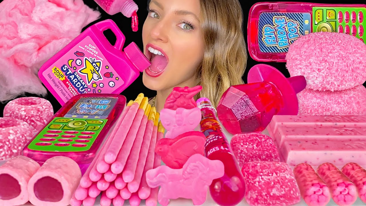 ASMR PINK DESSERTS, COCONUT CHOCOLATE CAKE, SNEAKY STARDUST, STRAWBERRY ...