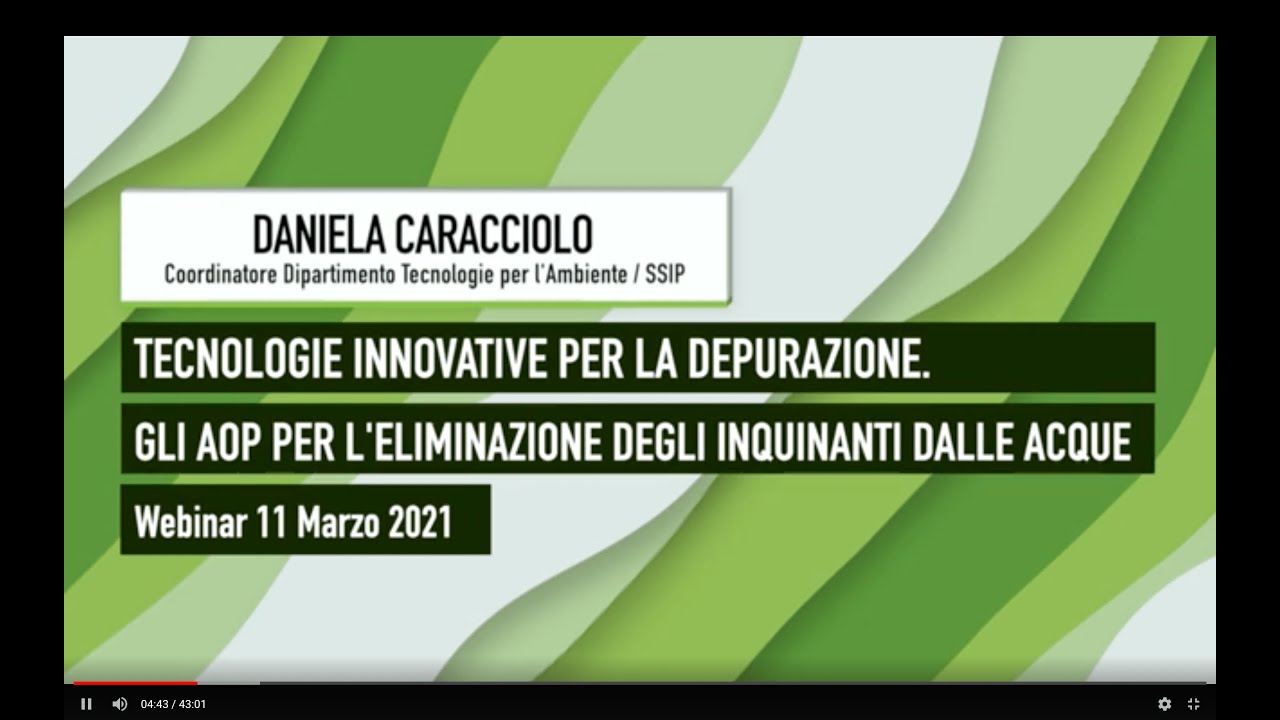Gli AOP per l'eliminazione degli inquinanti dalle acque a cura di Daniela Caracciolo - YouTube