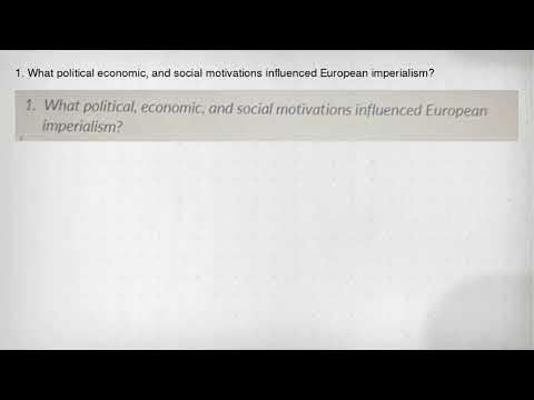1. What political economic, and social motivations influenced European ...