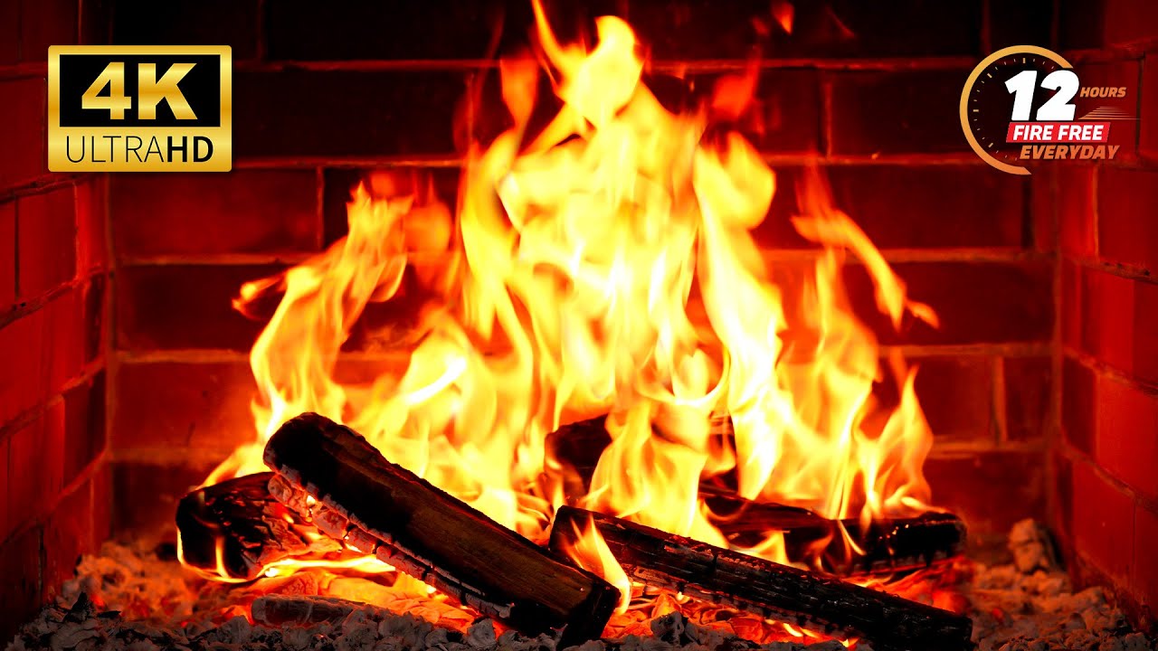 🔥 FIREPLACE Ultra HD 4K. Fireplace with Crackling Fire Sounds ...
