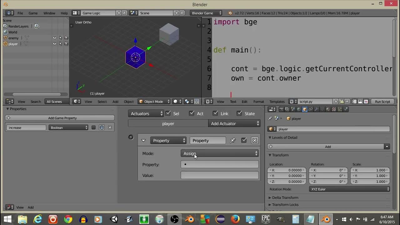 UPBGE - Increase & Decrease Bullet Damage Python - YouTube
