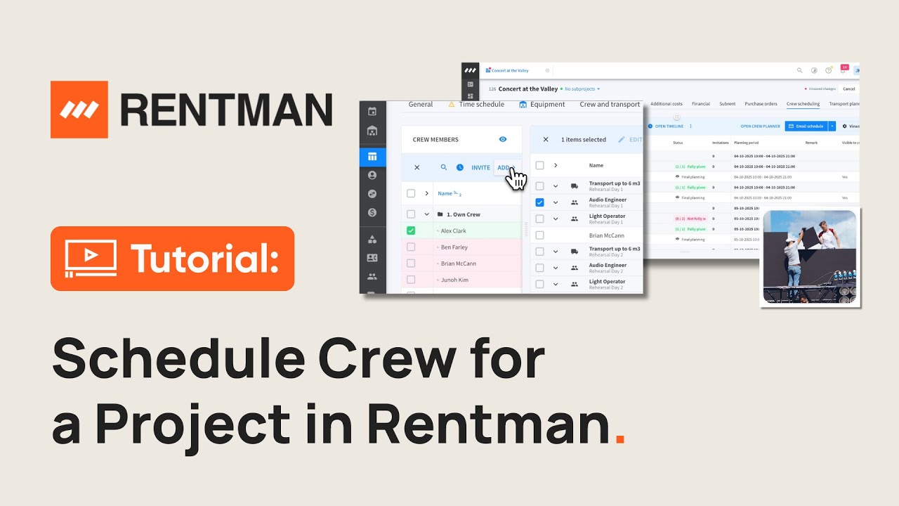 Rentman Tutorial | How to Schedule Crew for a Project - YouTube