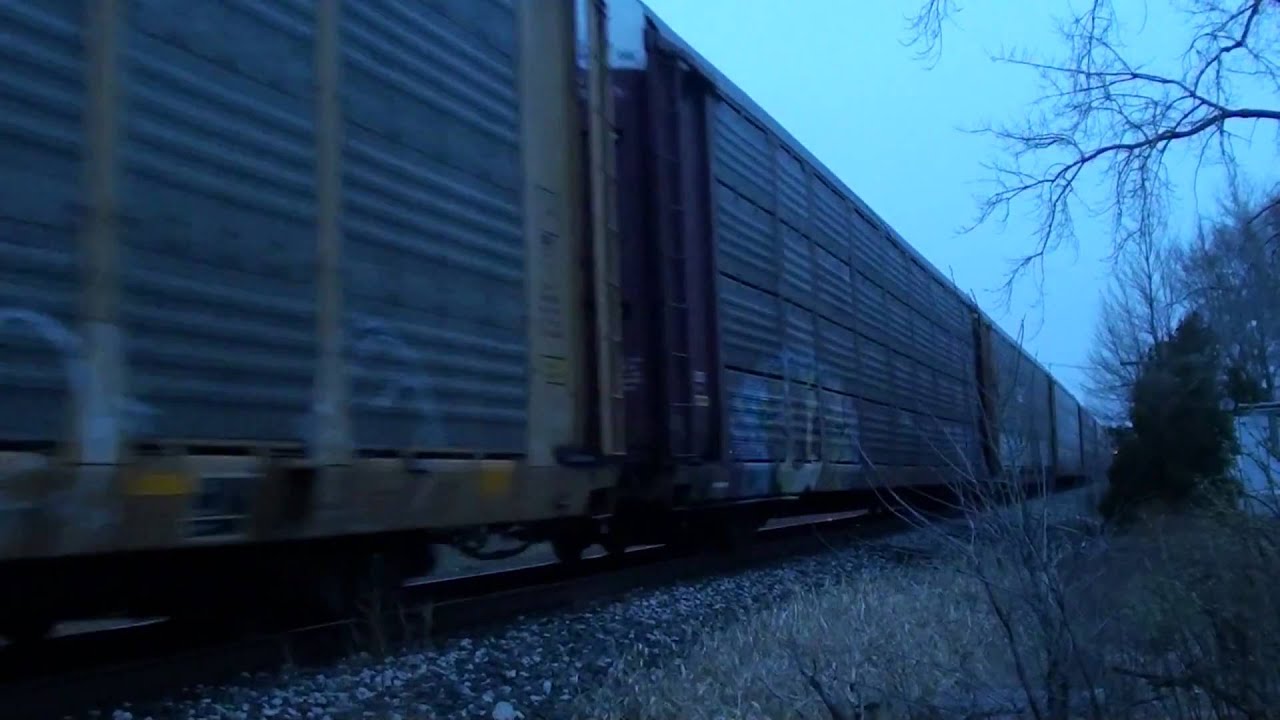 Norfolk southern auto rack in early morning hours - YouTube