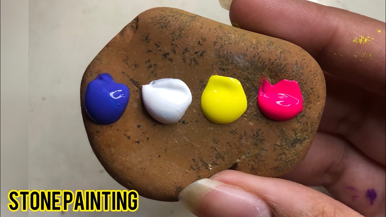 How to paint on stone🌺🪨 | Easy Acrylic painting for beginners #painting ...