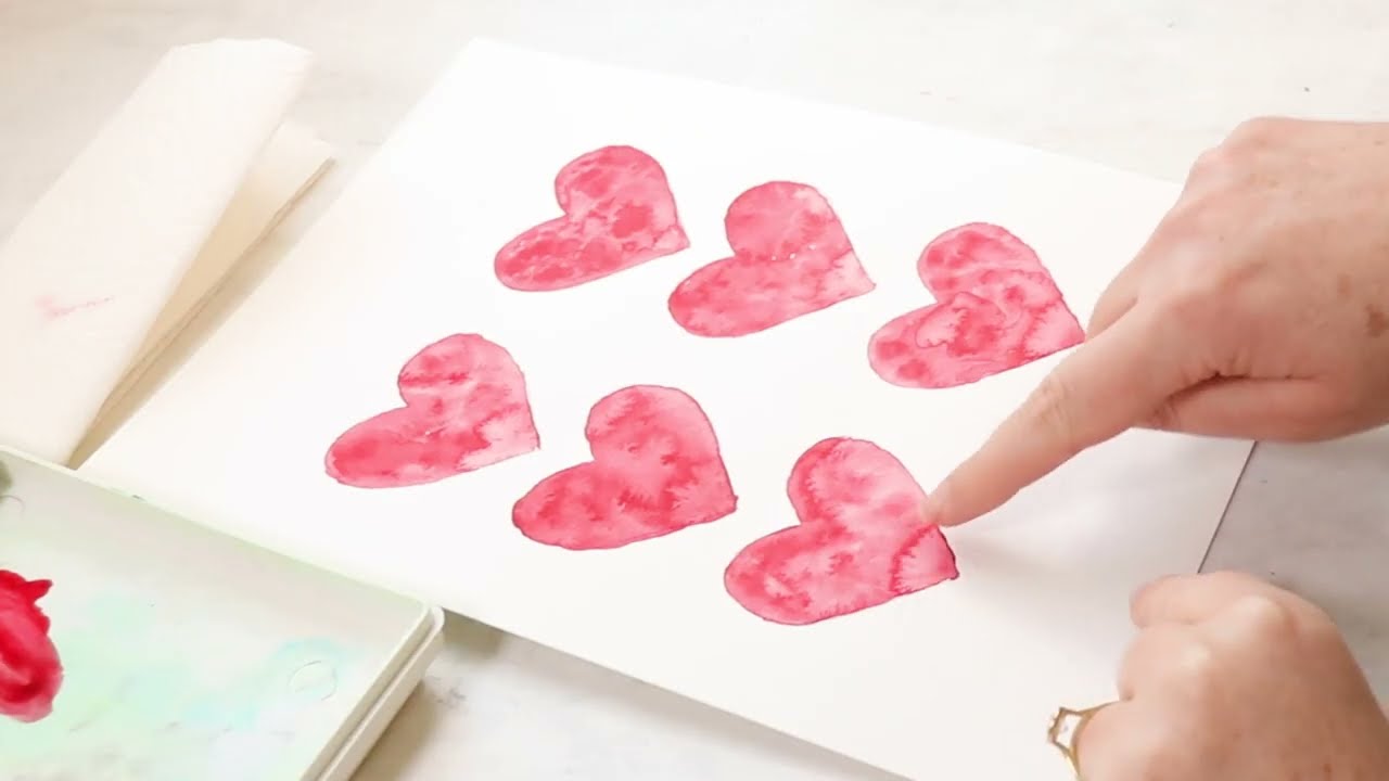 Easy Watercolor Mini Hearts Valentine's Card Tutorial for Beginners ...
