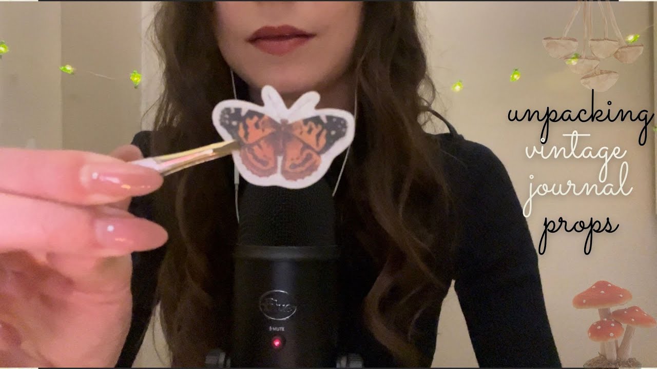 ASMR - 🍄 Unpacking Vintage Props For Journaling 🍄 Lets have a look ...
