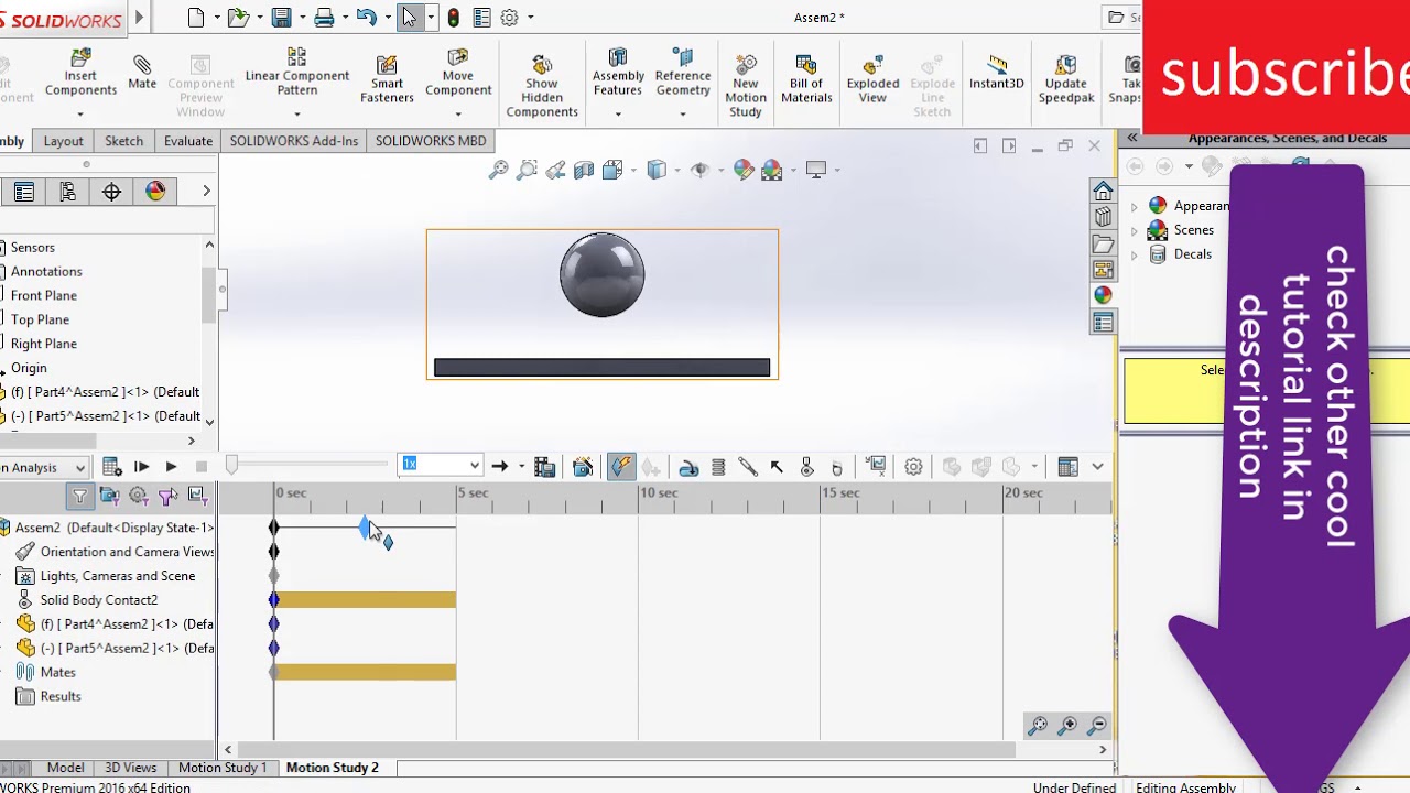 bouncing ball animation in solidworks - YouTube