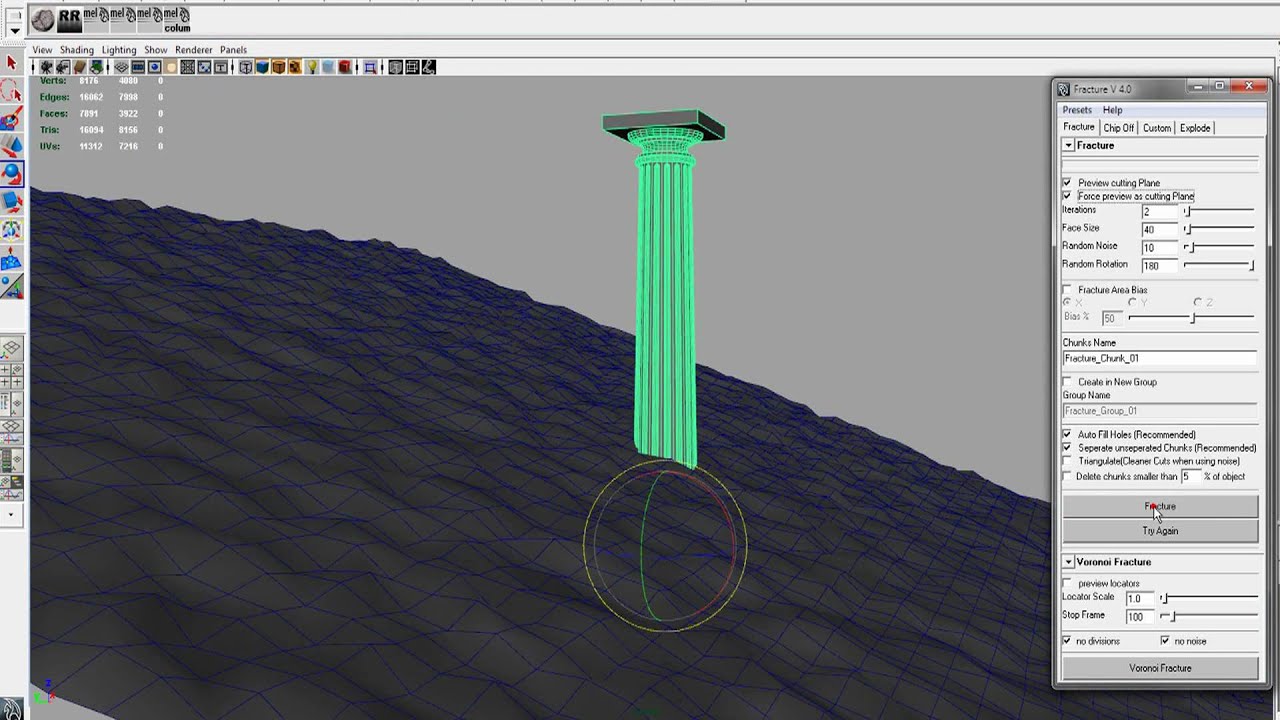 Fracture/Shatter Mel Script (random fracture with audio) - YouTube