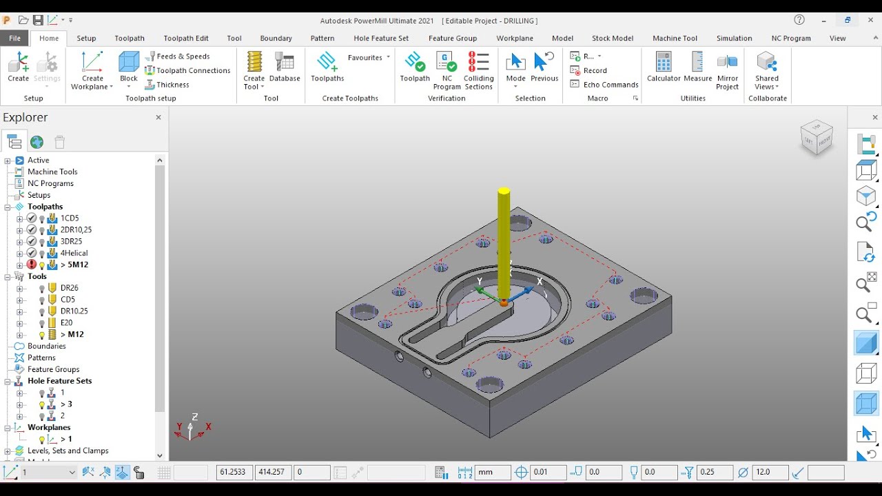 15 - Drilling Options Powermill 2021 - التخريم والقلوظة وكسر السوك بورميل 2021 - YouTube
