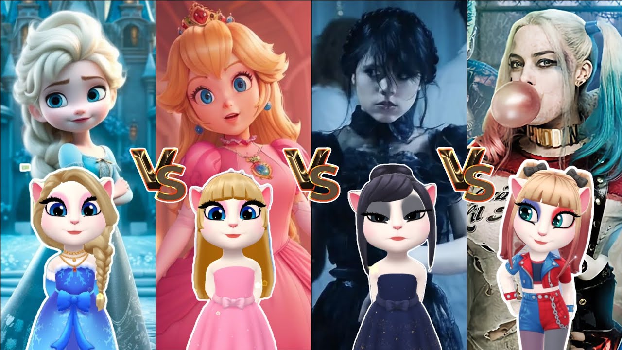 my Talking Angela 2 - Cosplay 🥰 Frozen Elsa ️ Vs Peach 🍑 Vs Wednesday ...