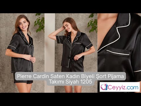 Saten Biyeli Kadın Pijama Takımı - 1205 Siyah - Ceyyiz.com Online Satış