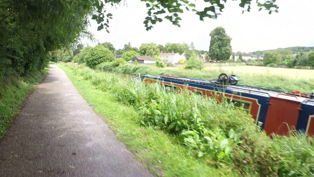 Riding along a paved canal path in England - YouTube