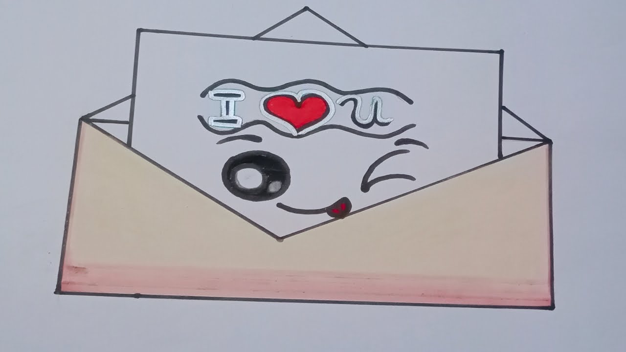 Draw a cute Love letter envelope |step by step|Easy Drawings for ...
