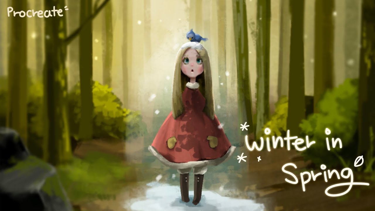 [DIGITAL DRAWING] Ipad drawing / A winter girl in spring🌿/ procreate ...