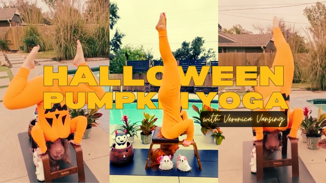 Halloween Pumpkin Yoga 🎃 | Cozy Fall Yoga Flow by the Pool with ...