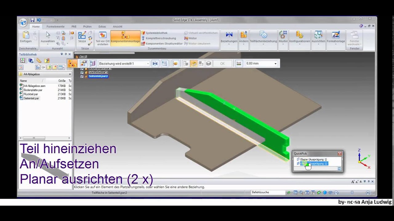 Solid Edge ST4: Assembly - Zusammenbau der Ablagebox - YouTube