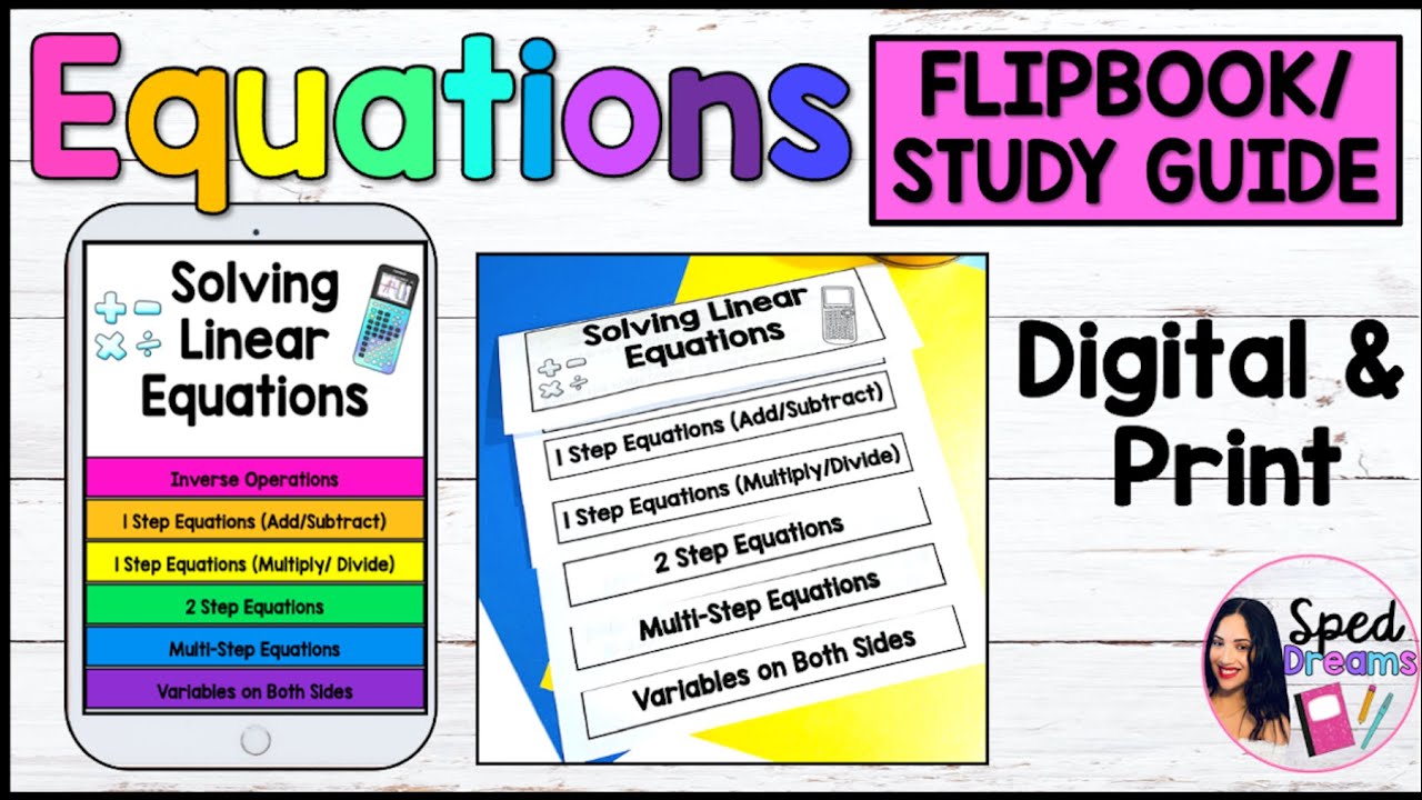 Solving Linear Equations Digital and Print Flipbook - YouTube