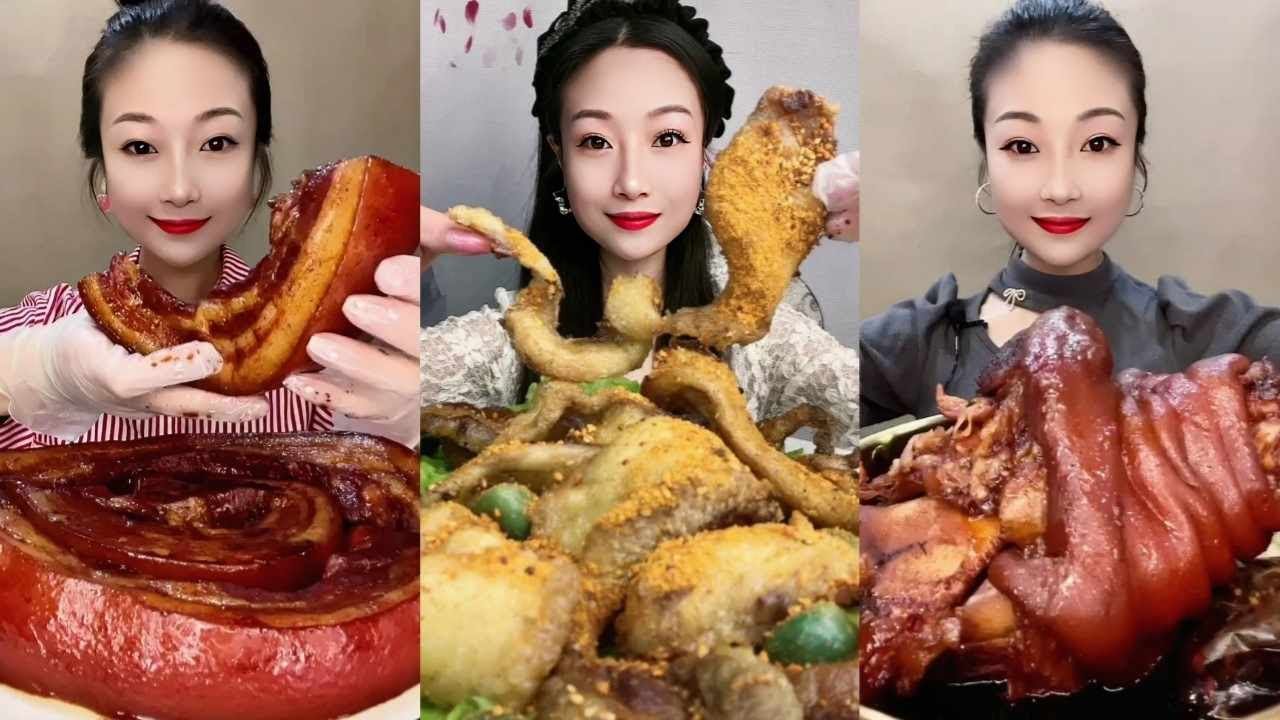 ASMR CHINESE FOOD MUKBANG | BRAISED PORK BELLY | SPICY PORK LEG MUKBANG ...