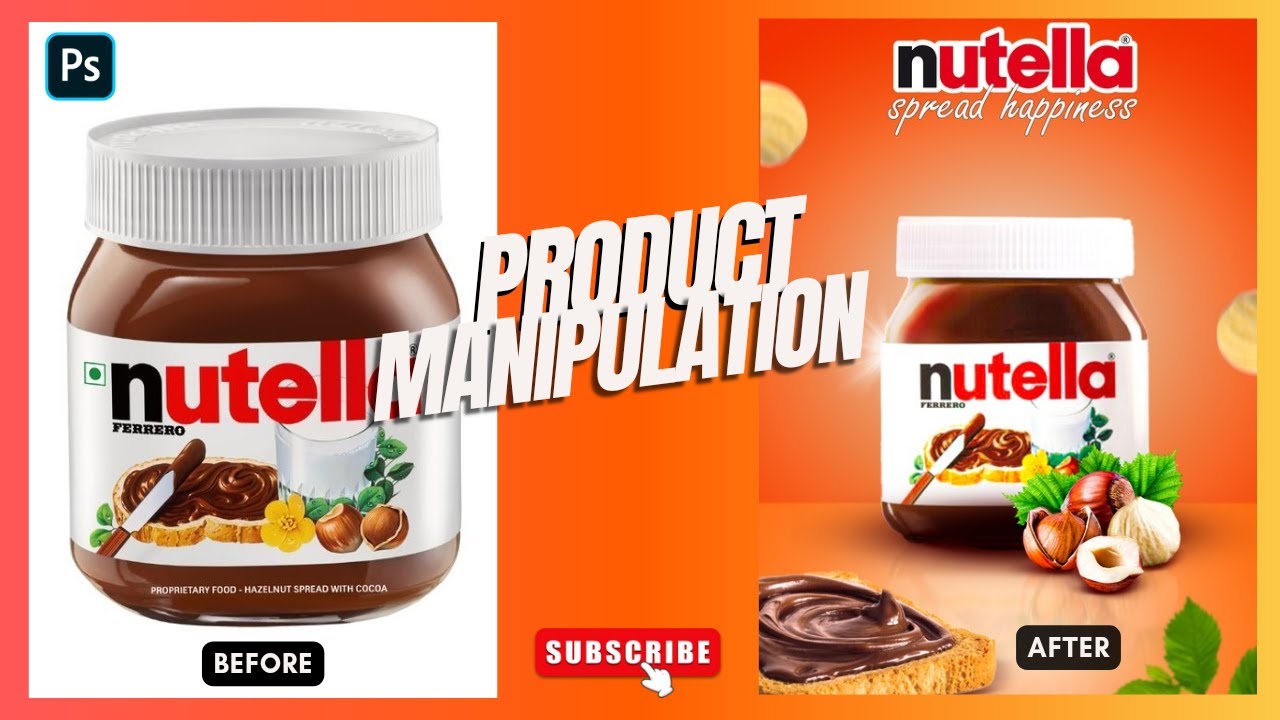 PRODUCT MANIPULATION IN PHOTOSHOP | NUTELLA PRODUCT DESIGN - YouTube