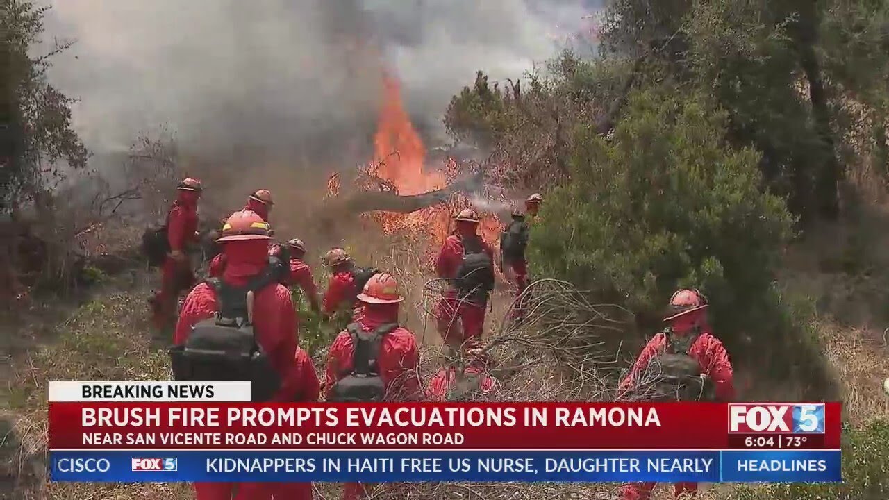 Brush Fire Prompts Evacuations In Ramona - YouTube