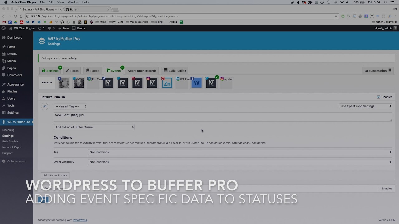 WordPress to Buffer Pro: Integrating with The Events Calendar - YouTube
